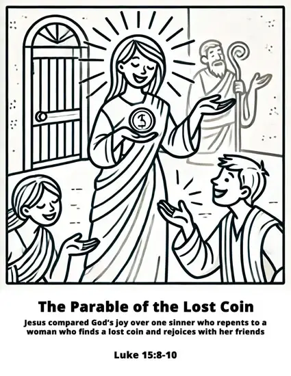 The Parable of the Lost Coin Bible Coloring Page -Free - Coloring With ...