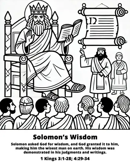 Solomon’s Wisdom Bible Coloring Page -Free - Coloring With Faith