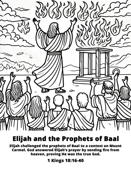 Elijah and the Prophets of Baal Bible Coloring Page -Free - Coloring ...