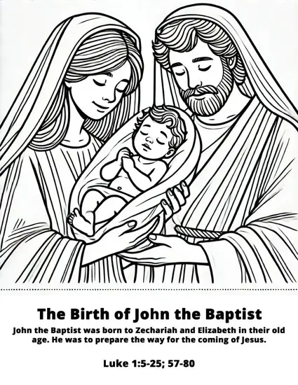 The Birth of John the Baptist Bible Coloring Page -Free - Coloring With ...