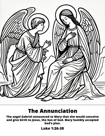 The Annunciation Bible Coloring Page -Free - Coloring With Faith
