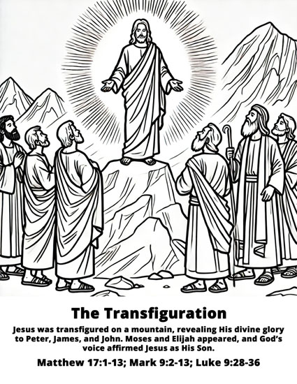 The Transfiguration Bible Coloring Page -Free - Coloring With Faith