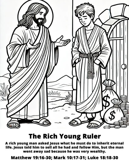 The Rich Young Ruler Bible Coloring Page -Free - Coloring With Faith