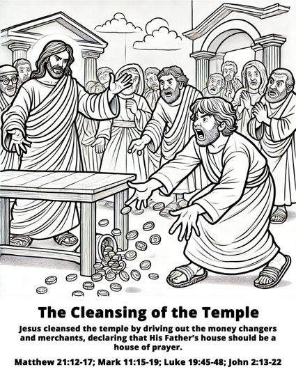 The Cleansing of the Temple Bible Coloring Page -Free - Coloring With Faith