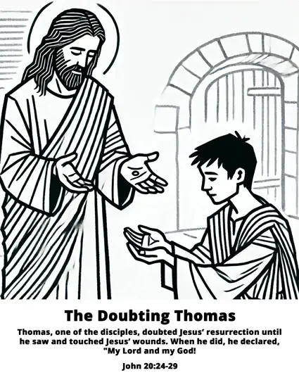 The Doubting Thomas Bible Coloring Page -Free - Coloring With Faith