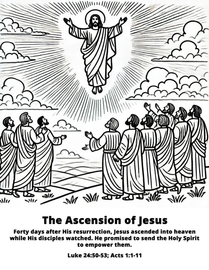The Ascension of Jesus Bible Coloring Page -Free - Coloring With Faith