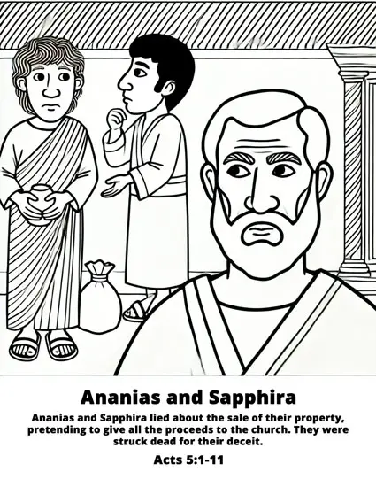 Ananias and Sapphira Bible Coloring Page -Free - Coloring With Faith