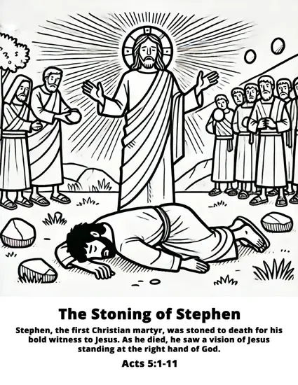 The Stoning of Stephen Bible Coloring Page -Free - Coloring With Faith