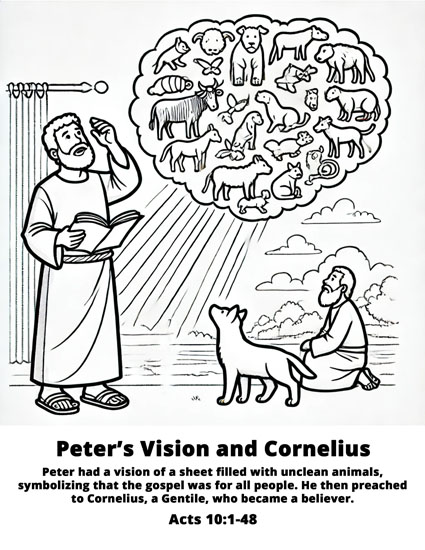 Peter’s Vision and Cornelius Bible Coloring Page -Free - Coloring With ...
